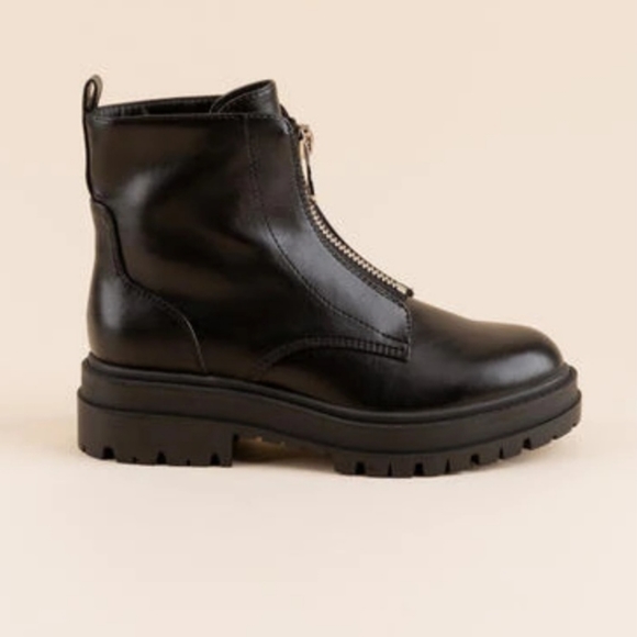 Indigo | Shoes | Womens Black Boots With Silver Zipper Doc Martin Look ...